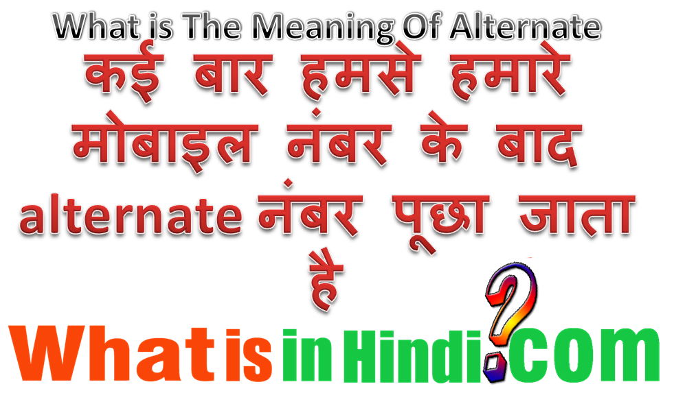 Alternate ka matlab kya hota hai hai | What is the meaning Alternate in ...