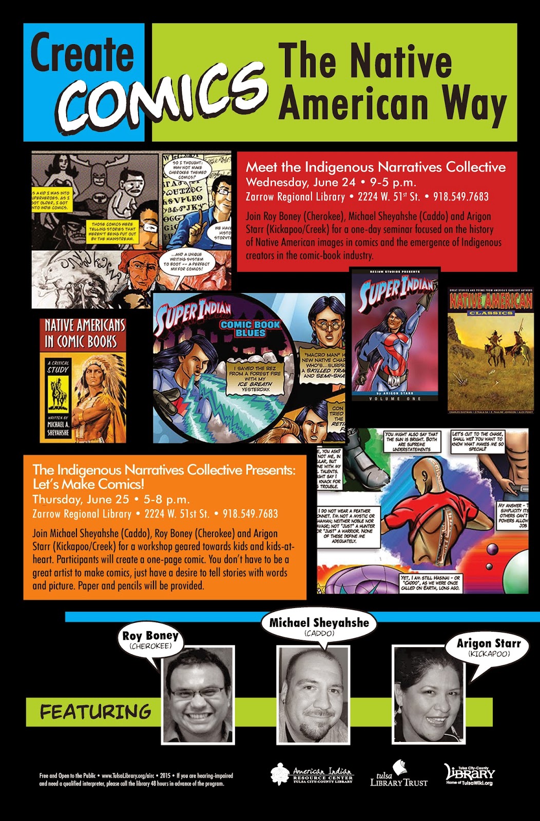 Native Americans in Comic Books: Comic Book Workshops in Tulsa - June 2015