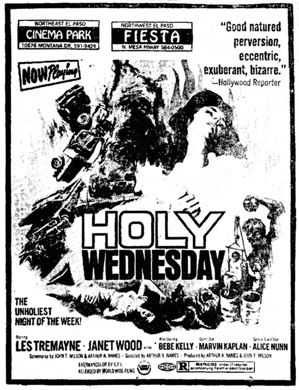 Ha ha, it's Burl!: Burl reviews Holy Wednesday! (1974)
