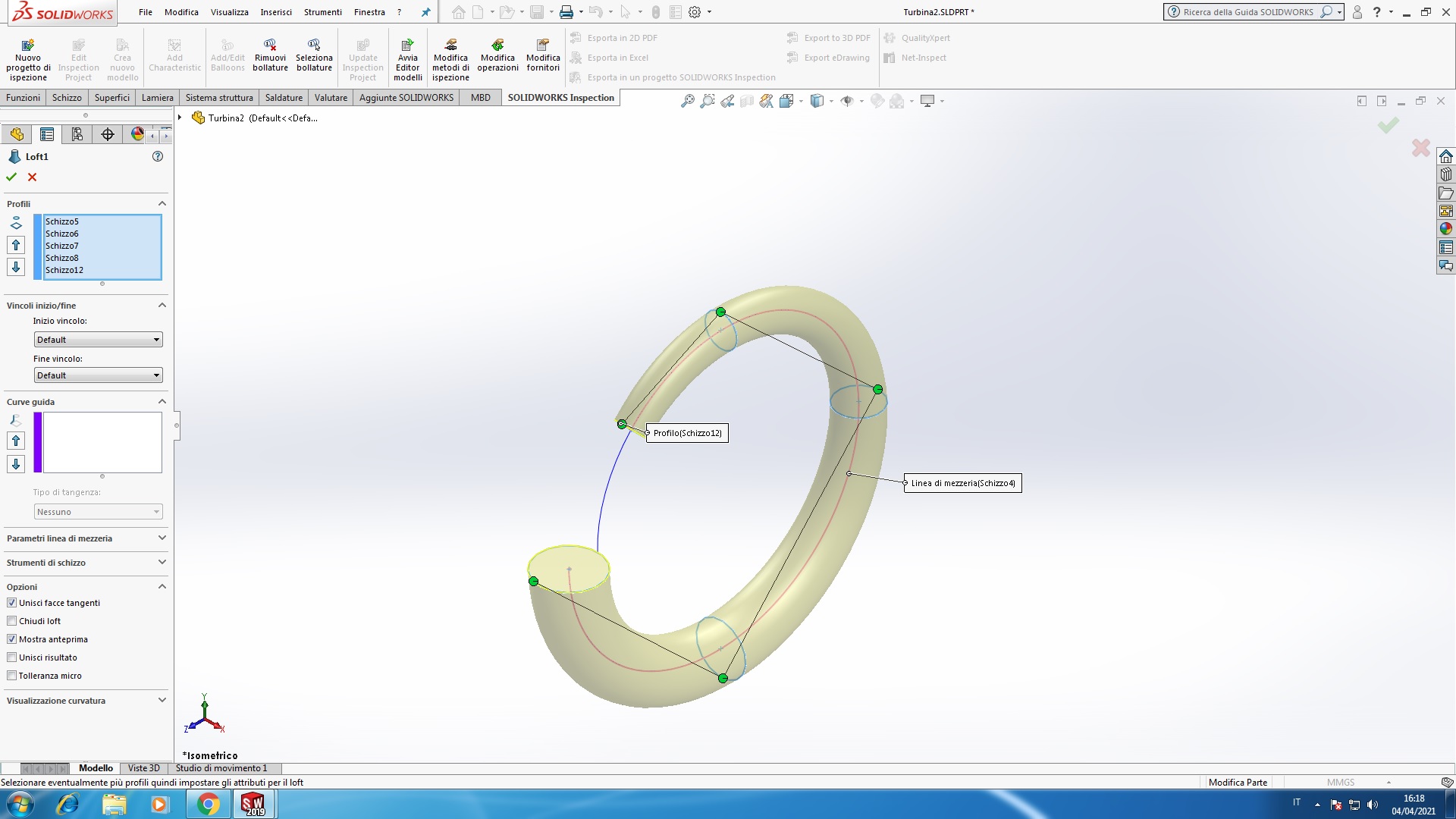 Sviluppo voluta in SolidWorks