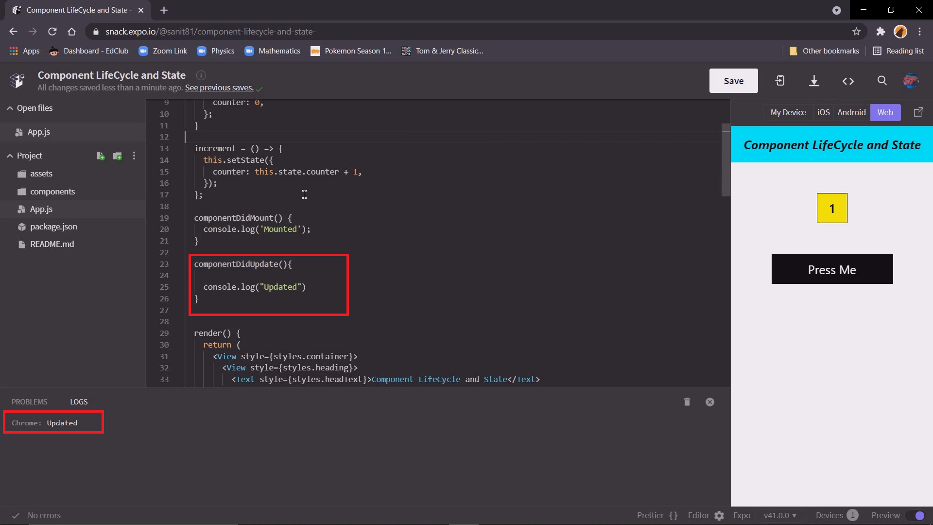 Component LifeCycle and State of React Native