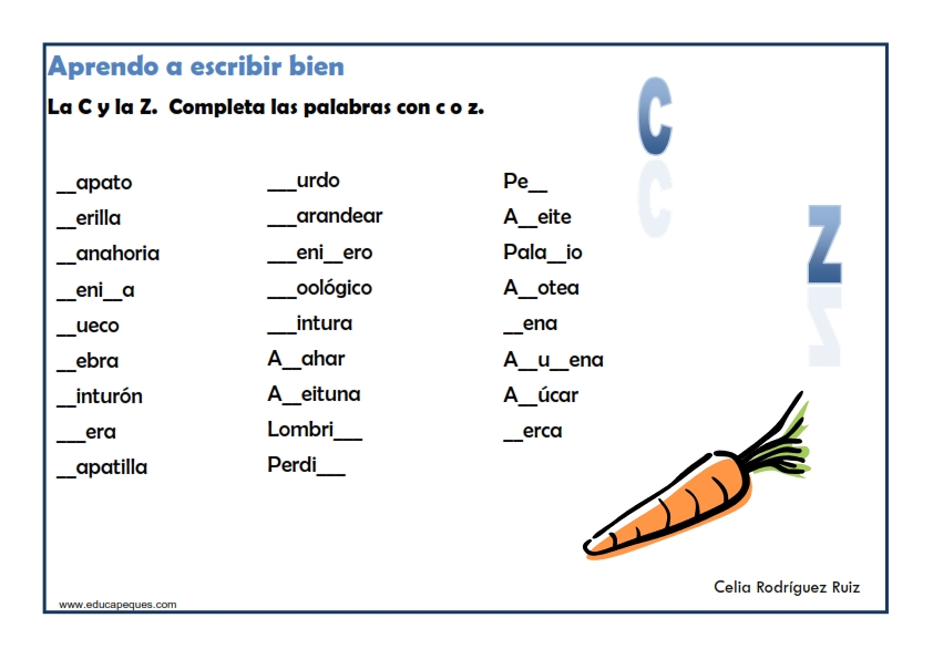 La Regla Ortográfica de la "c" y la "z"