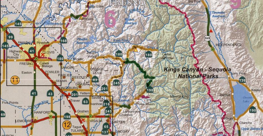 California State Route 180 east of Fresno to Cedar Grove (Kings Canyon ...
