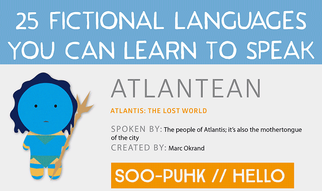 25 Fictional Languages you Can Learn to Speak #infographic - Visualistan