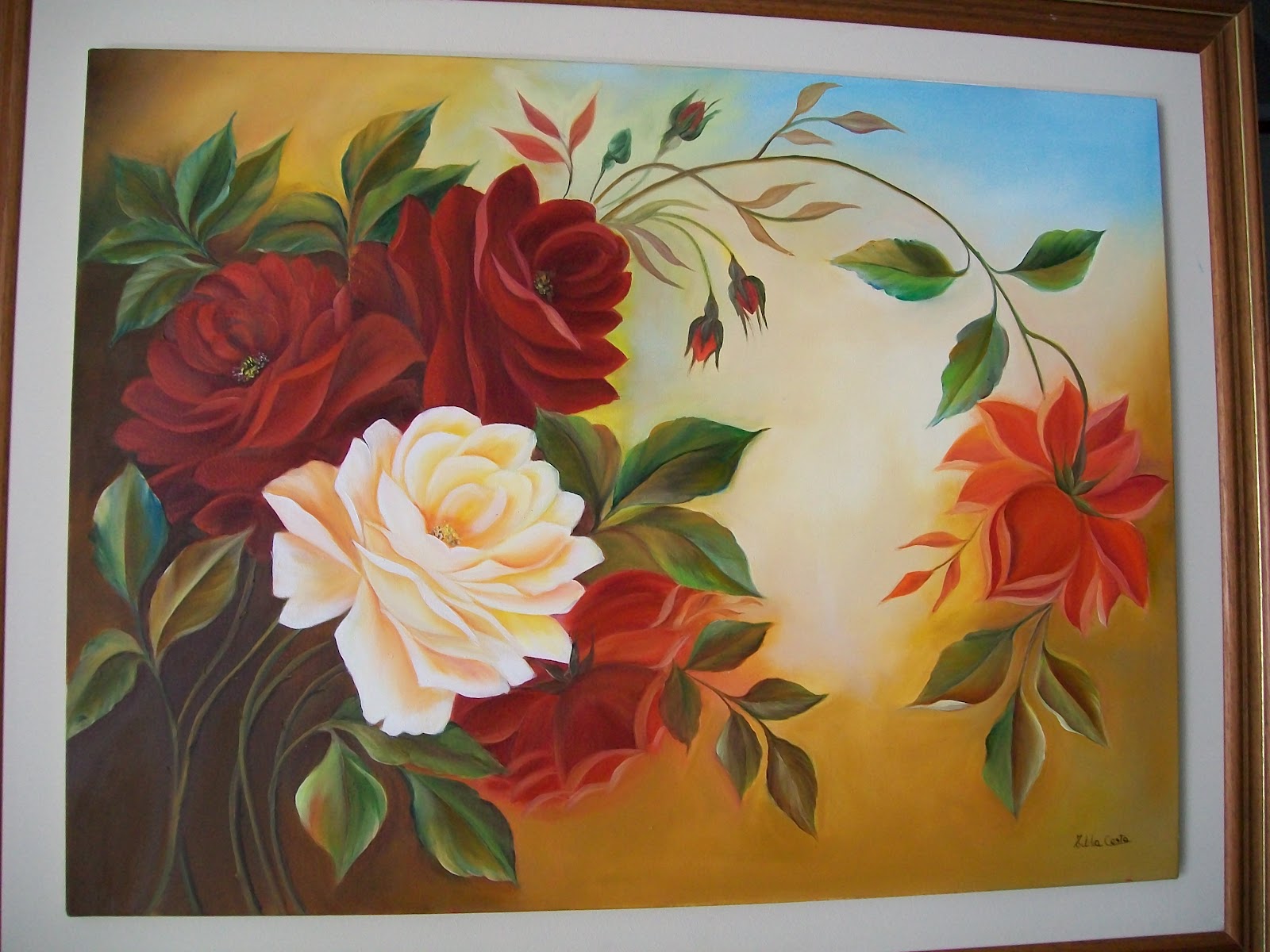 Pintura Em Tela De Flores - FDPLEARN