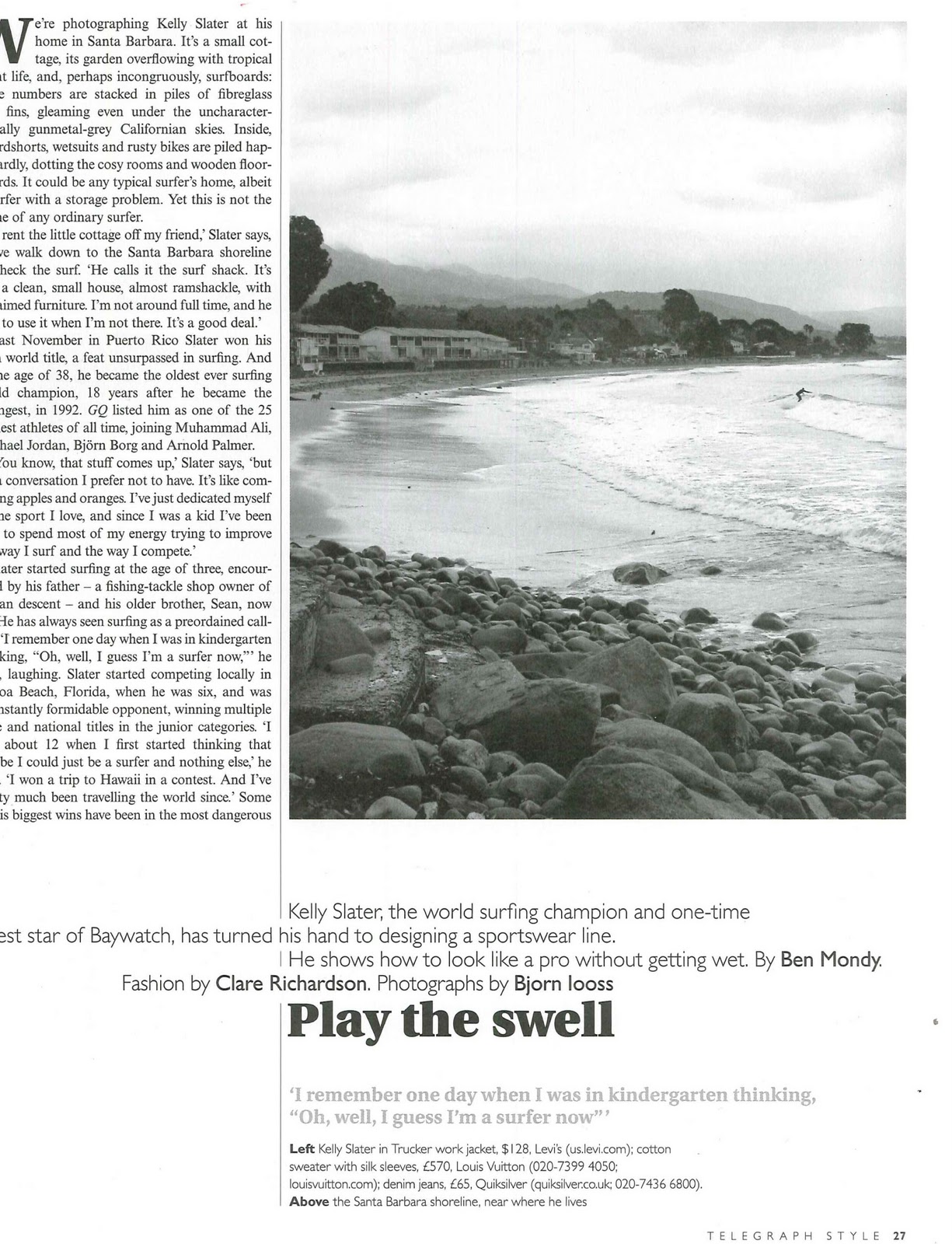 Quiksilver PR: Kelly Slater on the Cover of Telegraph