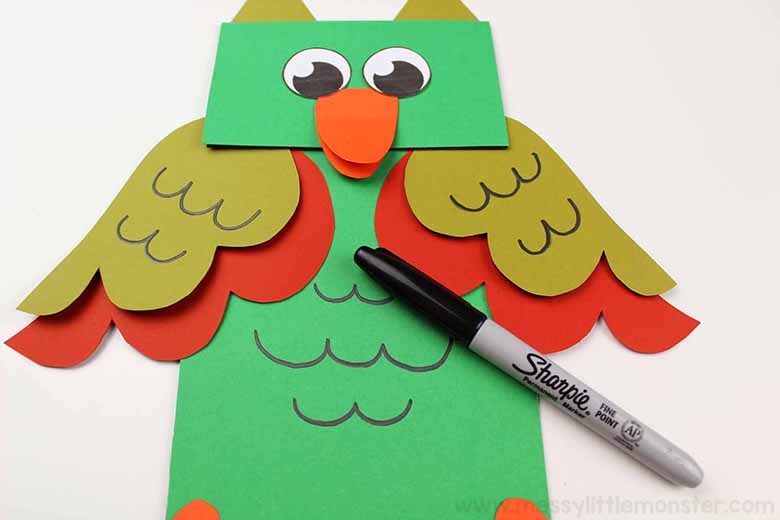 Paper bag Animal Puppets - A fun owl craft for kids - Messy Little Monster