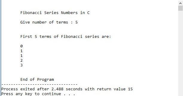Free Programming Source Codes And Computer Programming Tutorials Fibonacci Series Numbers In C 3697