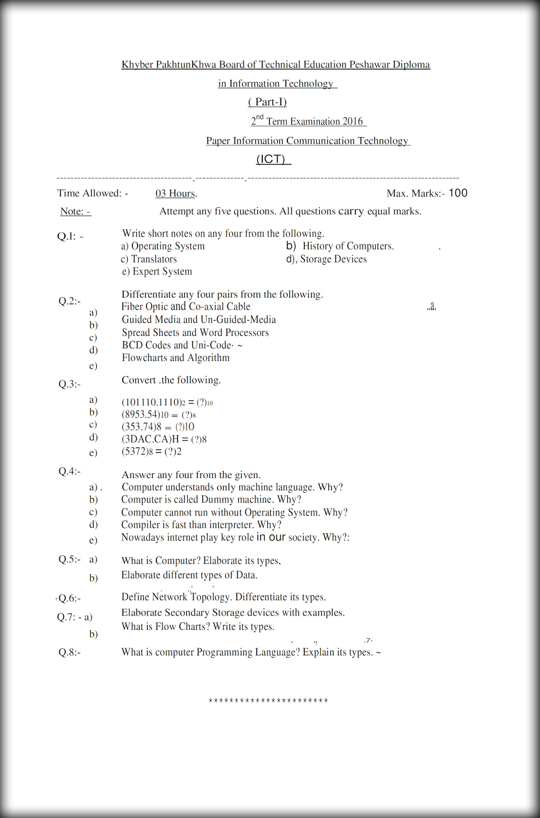 DIT 1st Semester Papers ~ SUCCESS BOOKS