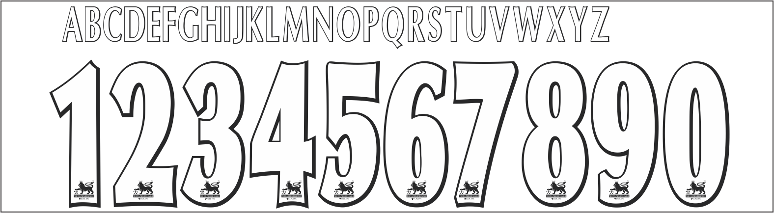 Old and New Football Font Jersey: Font Old EPL 1997-2007