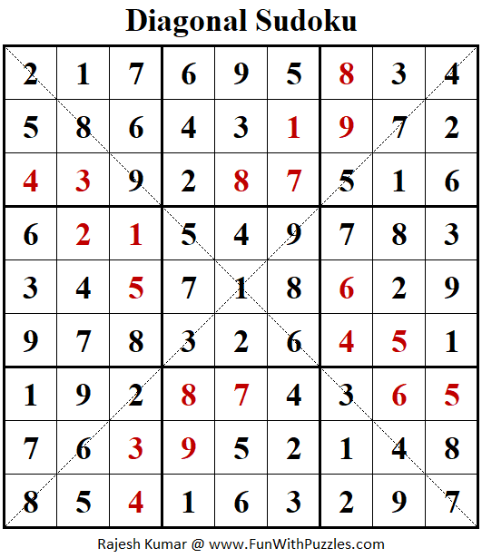 Diagonal Sudoku Puzzles (Fun With Sudoku #353, #354)