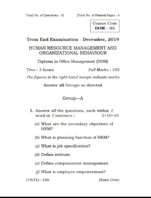 OSPU DOM human resource management and organizational behaviour Dec ...