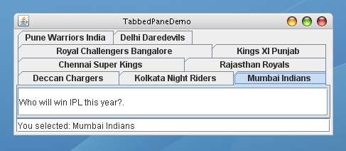 How to implement Tabbed Pane in a Frame using Java Swing API ?. | Learn ...