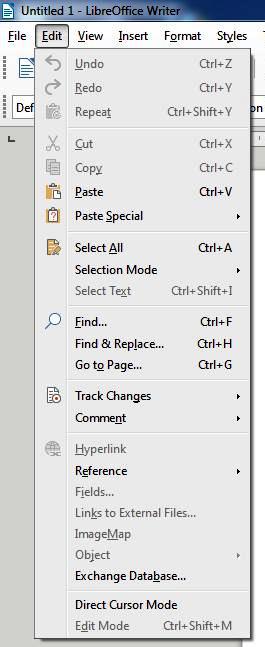 How to Use LibreOffice Writer Edit Menu in Hindi
