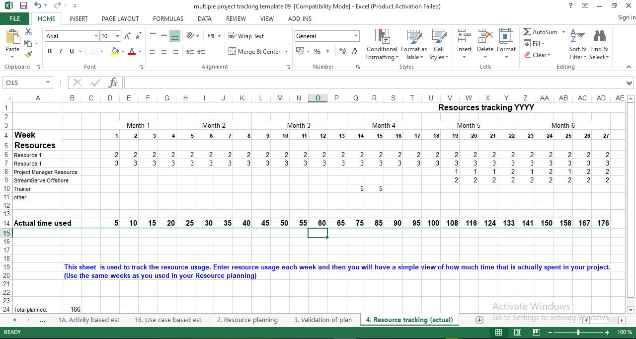 Resource planning excel template free