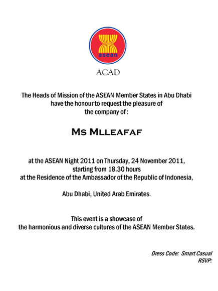 C'est la même chose, n'est-ce pas..?: UAE | Embassy Receptions: ASEAN ...