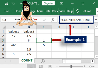 COUNTBLANK function in Excel
