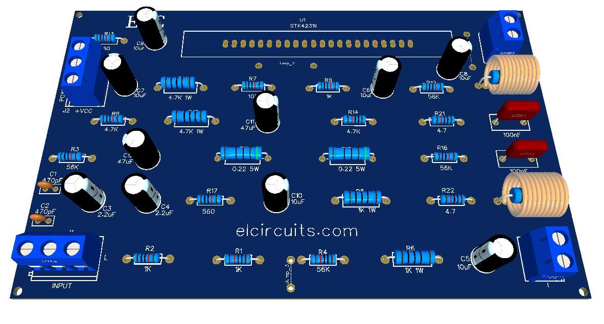 Amplificador 200W Estéreo com CI STK4231II + PCI - FVML