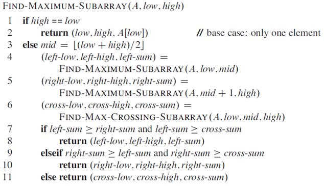 Design and Analysis of Algorithms: Maximum sub array problem