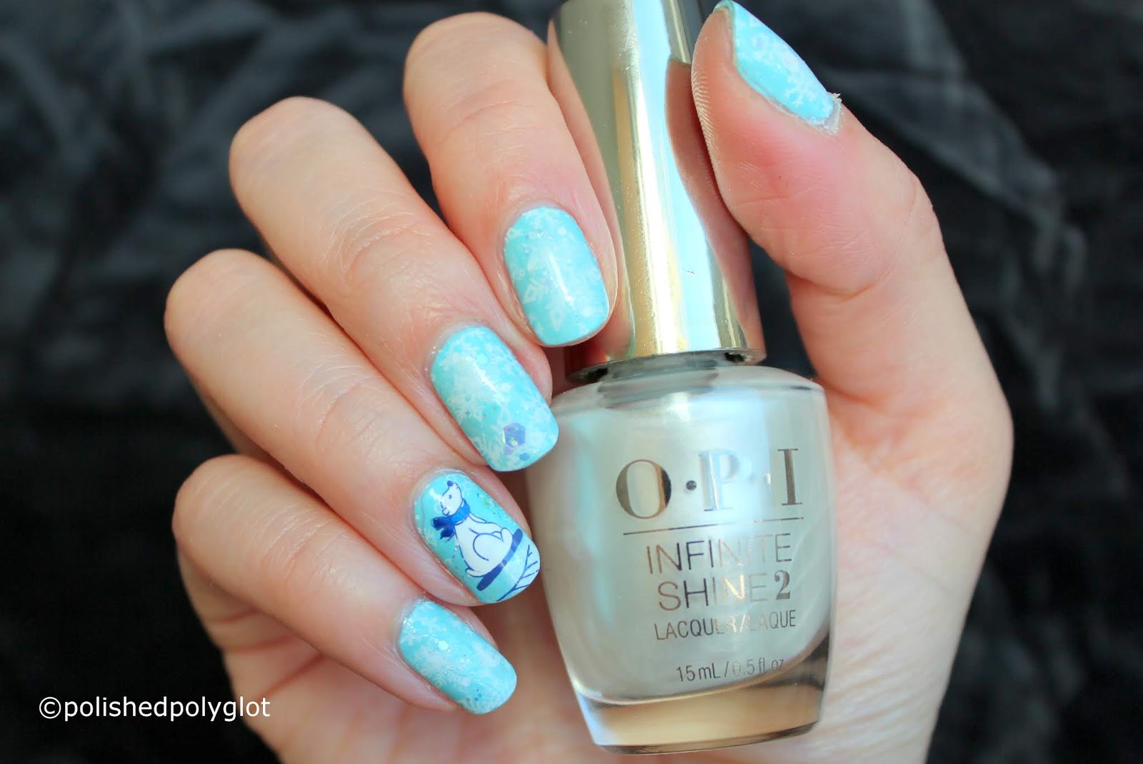 Nail Art │ Winter Nail Design with Polar Bear / Polished Polyglot