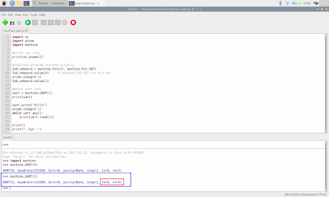 Hello Raspberry Pi: Raspberry Pi Pico/MicroPython: simple example of UART