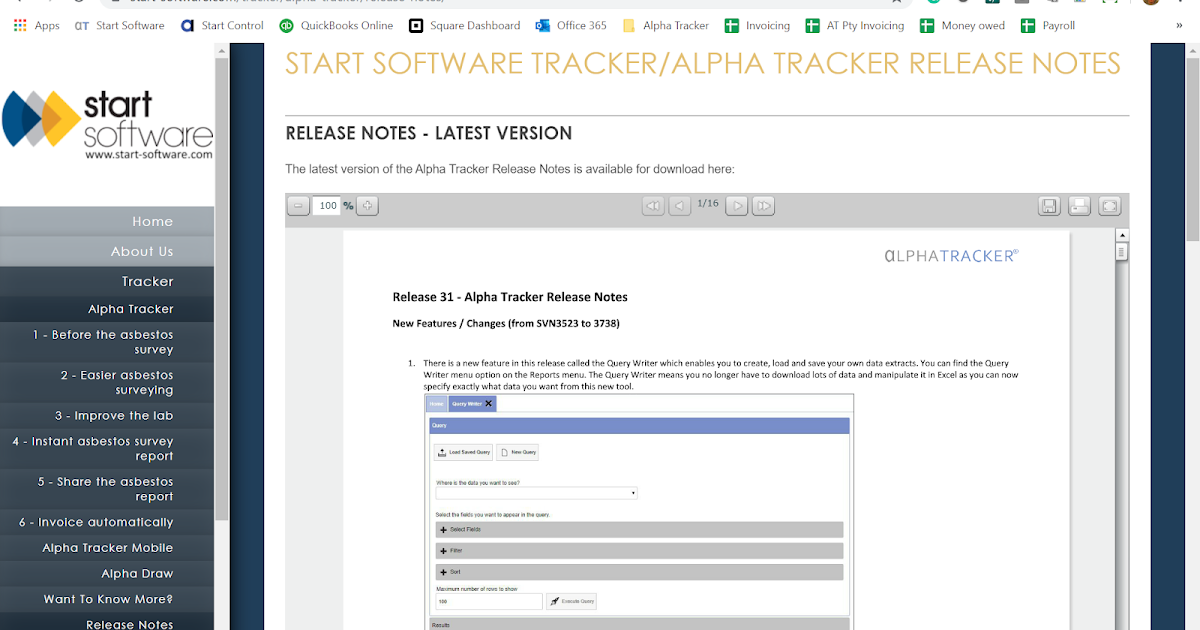 Alpha Tracker Release 31 - release notes are now up on the website