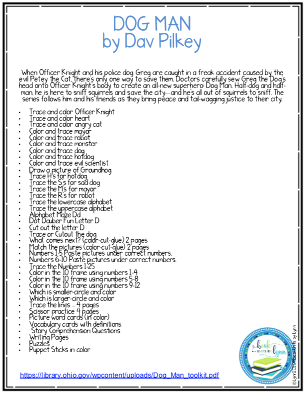 DOG MAN BOOK UNIT ~ Book Units by Lynn