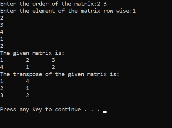 Find The Transpose Of A Matrix In C Programming C Programming