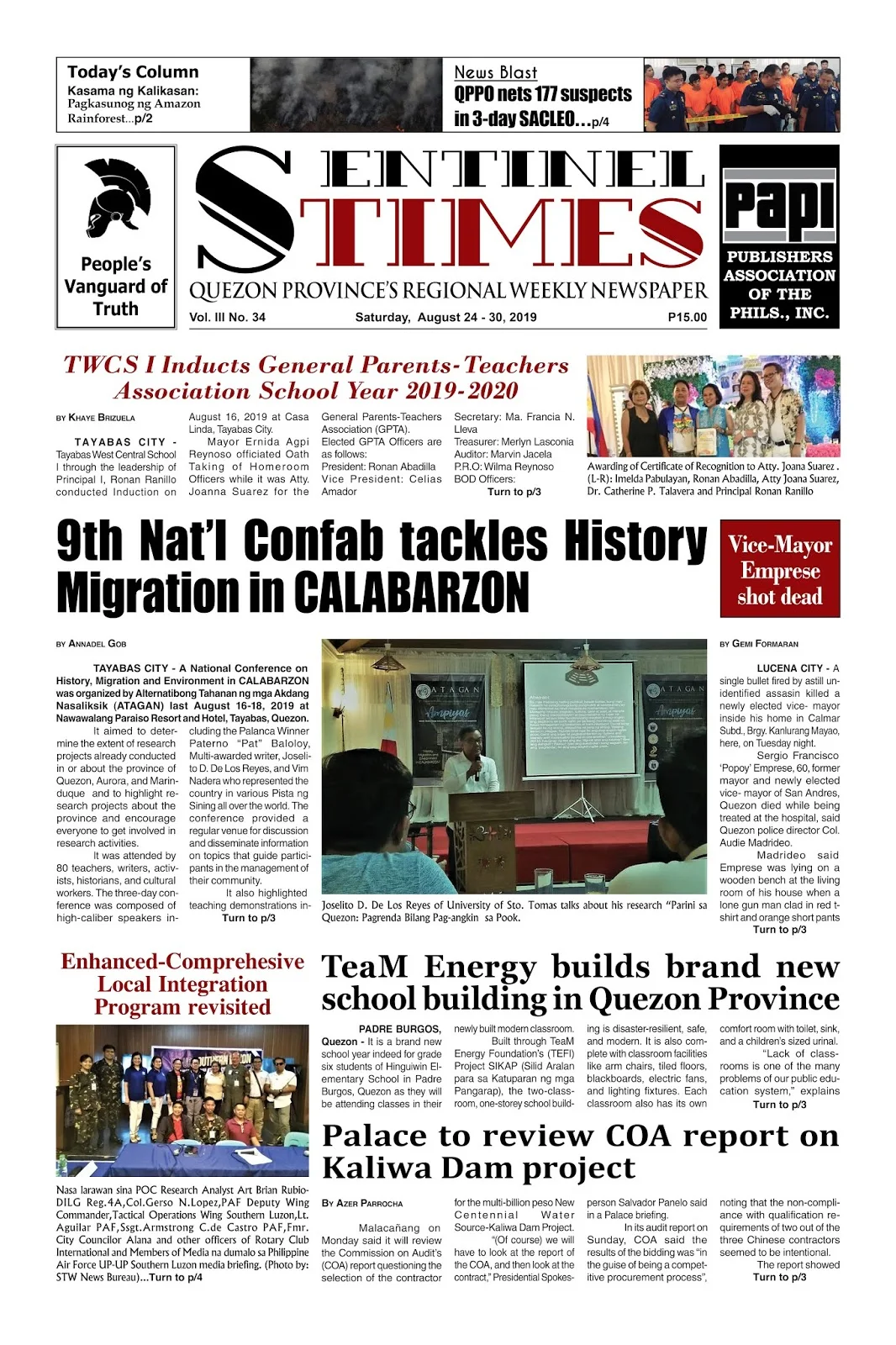 Sentinel Times August 24 - 30, 2019 Vol. III No. 34 - Sentinel Times