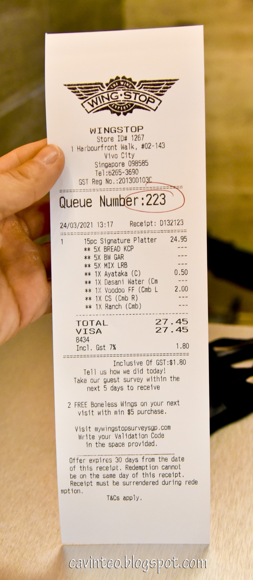 Entree Kibbles: Wingstop - Signature Platter for 2 @ VivoCity [Singapore]