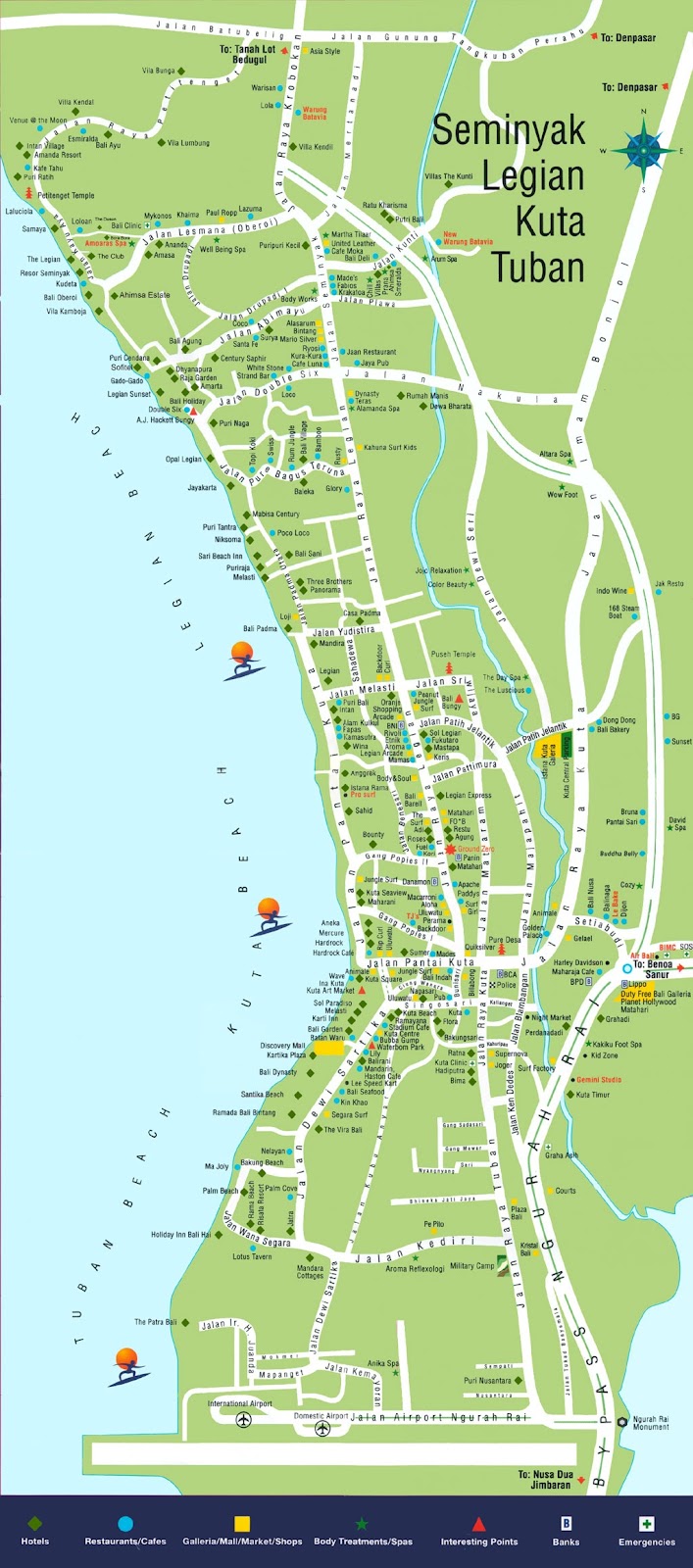 TAKJUB INDONESIA: PETA WISATA PANTAI KUTA LEGIAN SEMINYAK