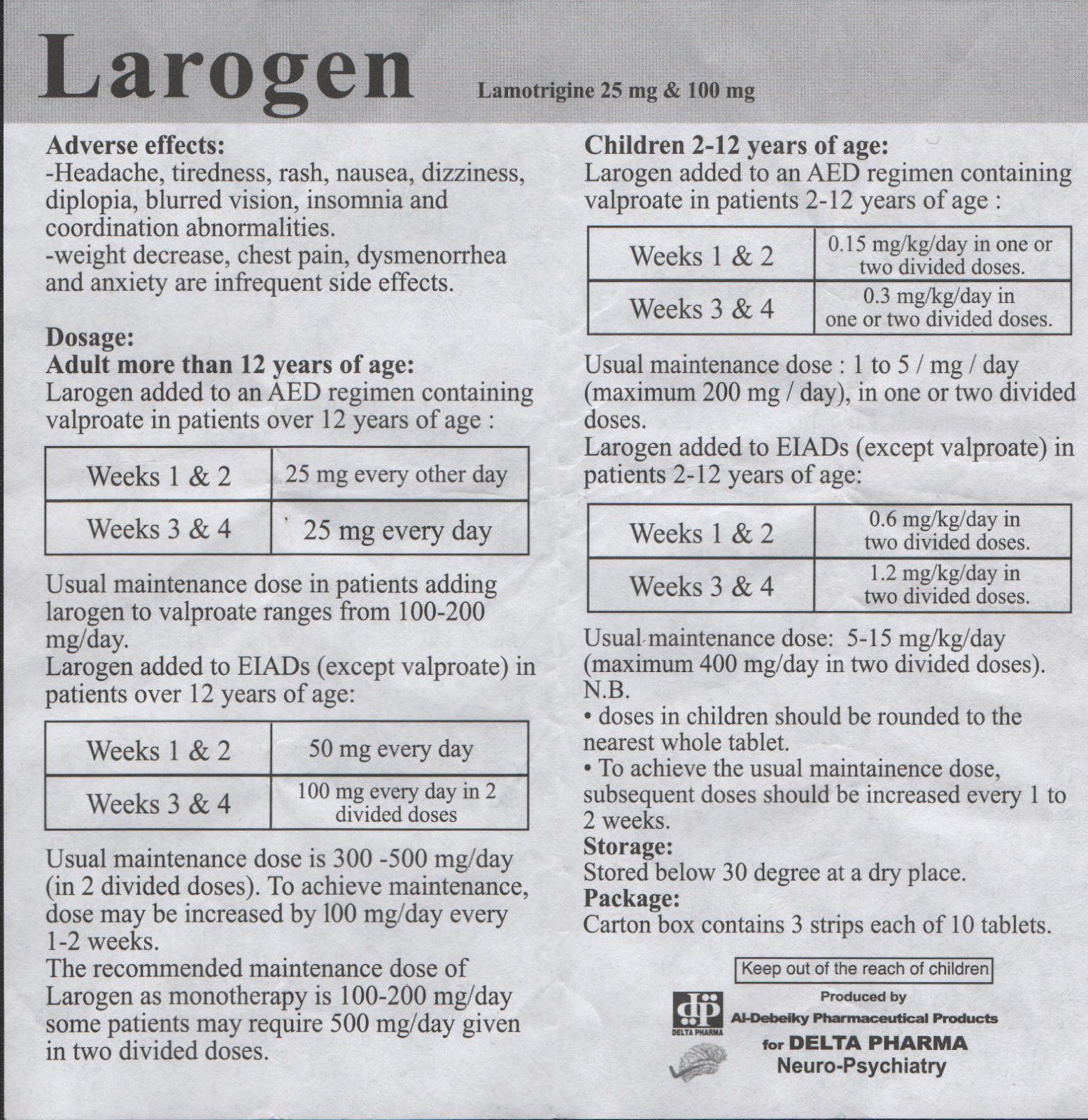 Drug Pamphlet: Larogen (Rest of pamphlet)