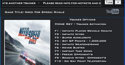 Need For Speed Game Trainers: Need For Speed Rivals v1.1_x86 +15 ...