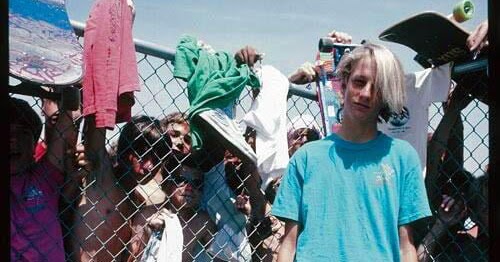 Guy Peters on the web: A young Tony Hawk with his fans, 1980s.
