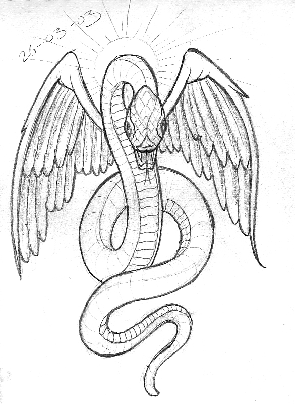 Snake With Wings Easy Drawing at Austin George blog