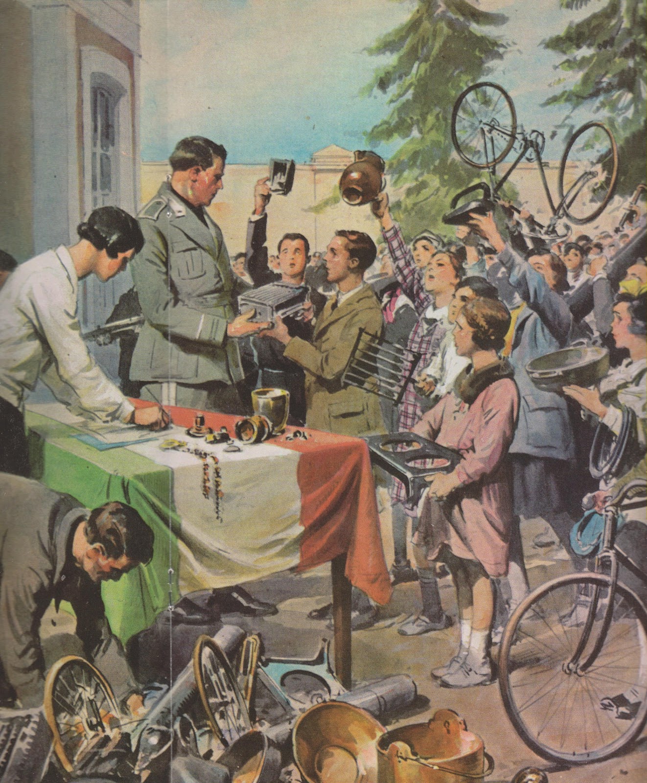 ΕΥΡΩΠΗ ΤΩΝ ΕΘΝΩΝ: ΙΤΑΛΙΑ 1935. ΟΙ ΠΟΛΙΤΕΣ ΔΩΡΙΖΟΥΝ ΧΡΥΣΟ ΣΤΗ ΠΑΤΡΙΔΑ