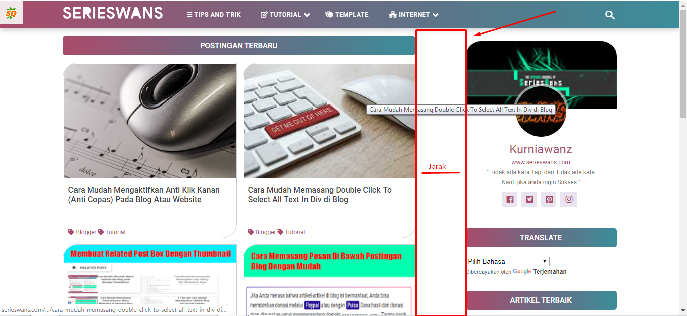 Cara Mengatur Ukuran Lebar Template Halaman Post dan Sidebar Blog