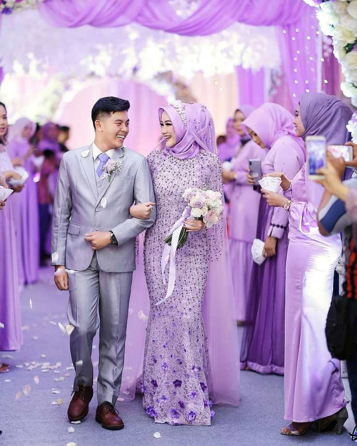 Baju Pengantin Ungu Silver - Desain baju Pengantin Pesta dan Kondangan