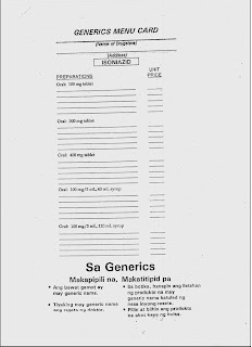 PHARMACY: Generics Menu Cards
