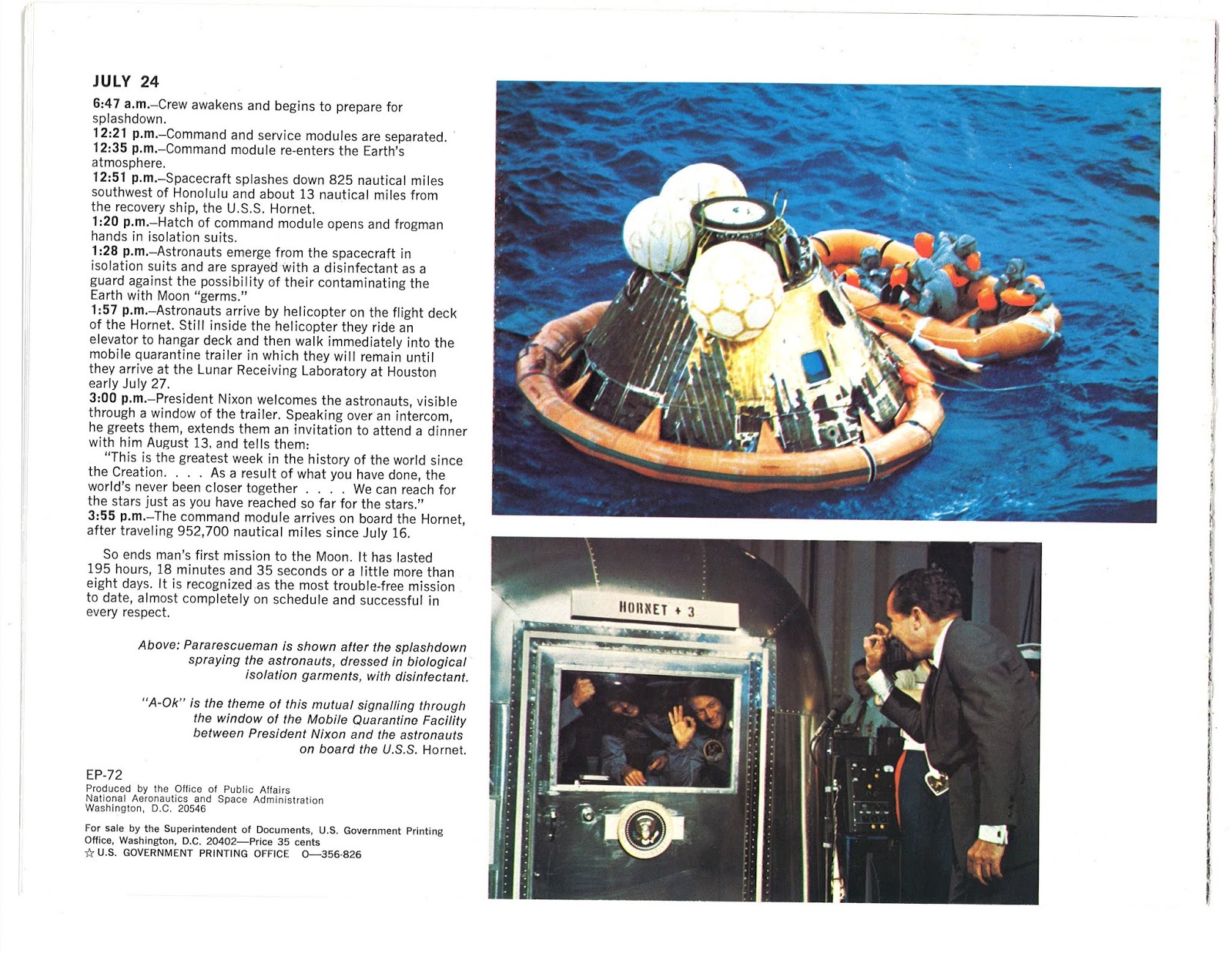 Apollo Splashdown In 1971