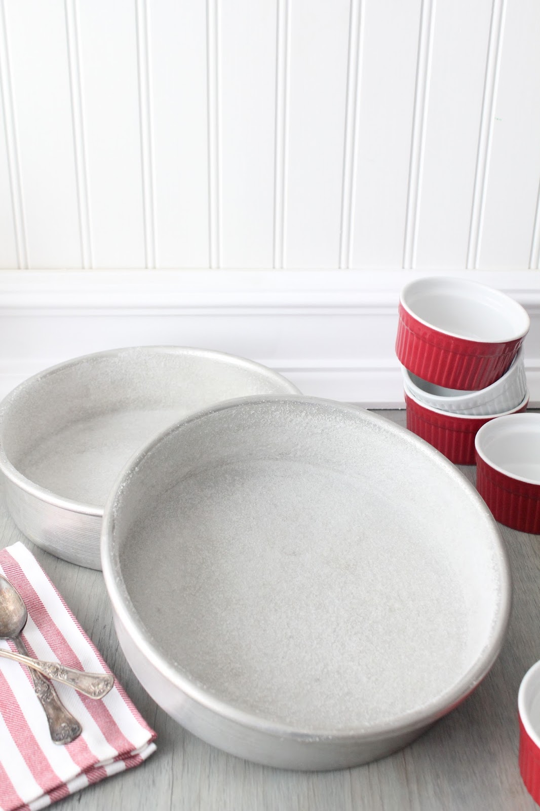 Cherry Tea Cakes: Sugar Prepping Cake Pans
