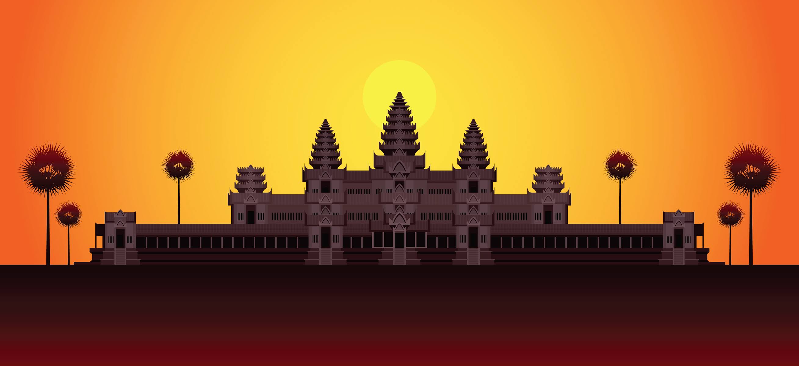 Cambodia-vector-psd-flage-khmer-angkor wat-map- logo -Free
