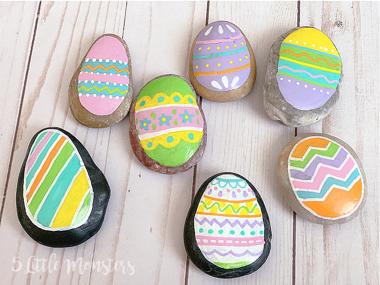 5 Little Monsters: Easter Egg Painted Rocks
