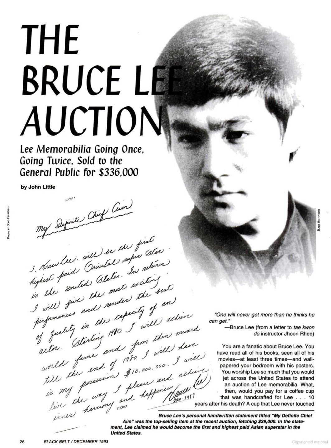 The True Story of Bruce Lee's "Definite Chief Aim" Letter