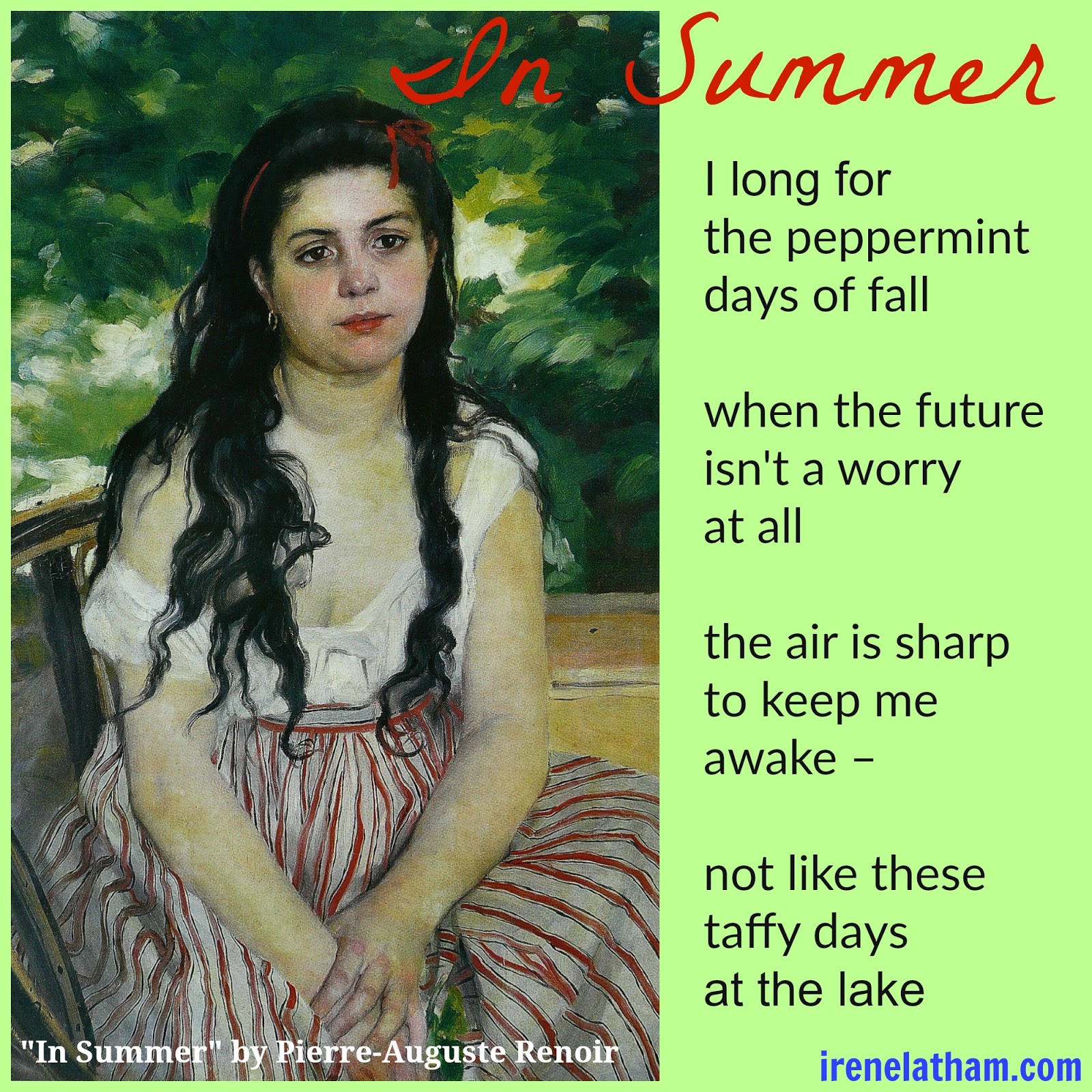 Live Your Poem...: ARTSPEAK! Portraits poem "In Summer"