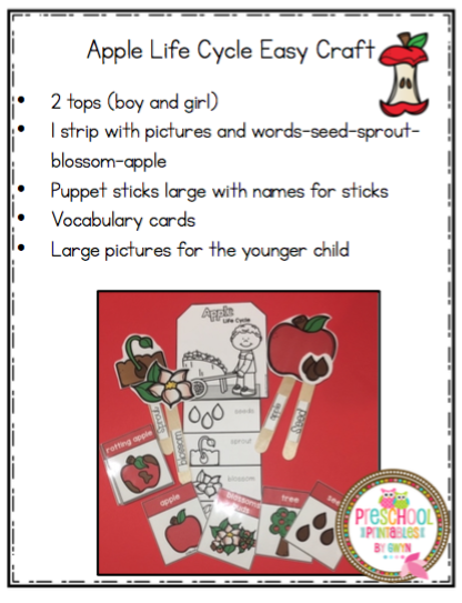 Apple Life Cycle Craft Easy ~ Preschool Printables