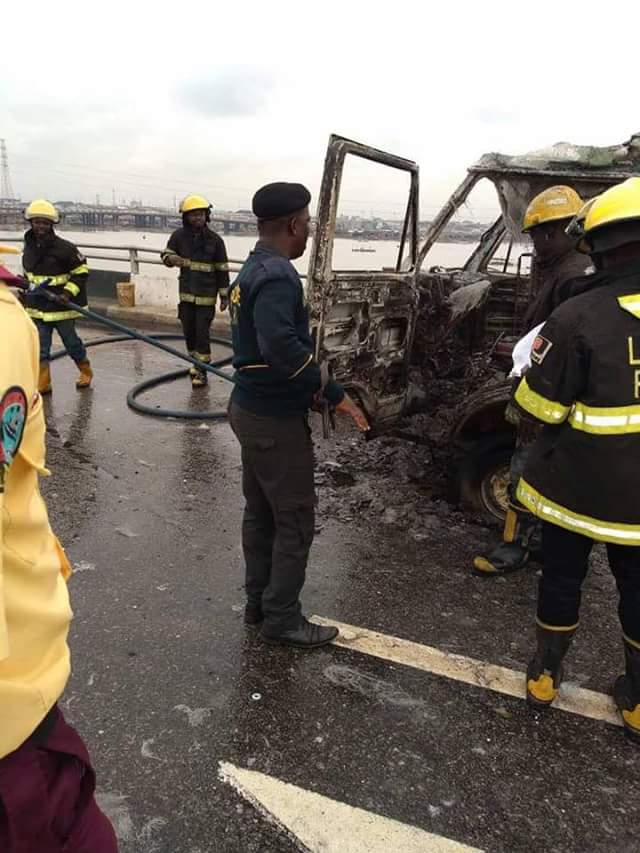 Photos: No loss of life as fully loaded commercial bus catches fire on ...