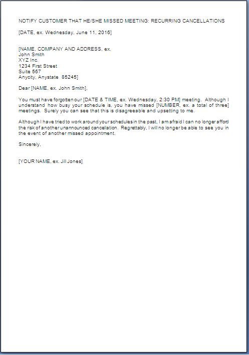 Warning Letter for Missed Appointments