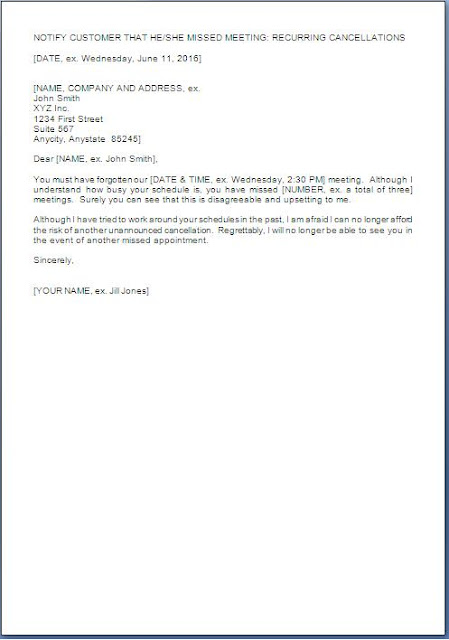 Warning Letter for Missed Appointments