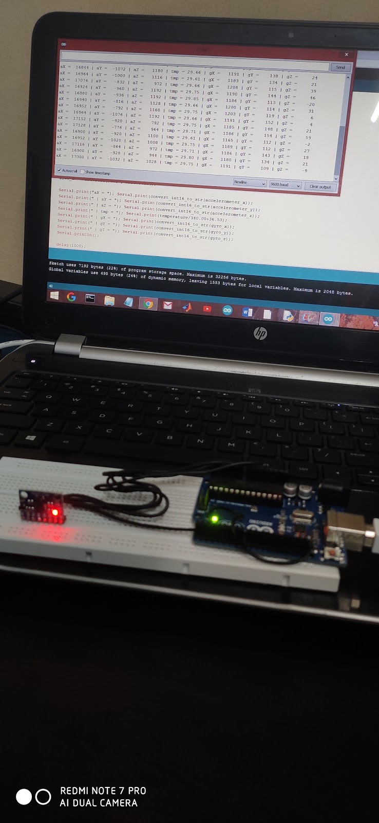 Imu 6050 6 Axis Sensor Interphase With Arduino